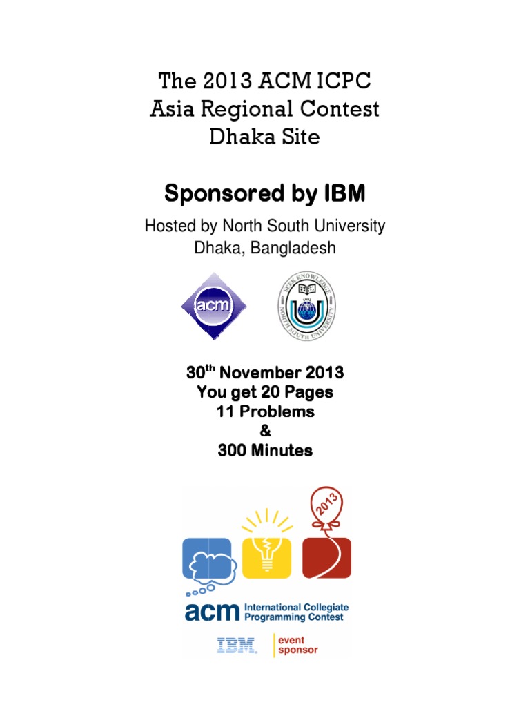 Problem Set 2013 Acm Icpc | PDF | Maxima And Minima | String (Computer Science)