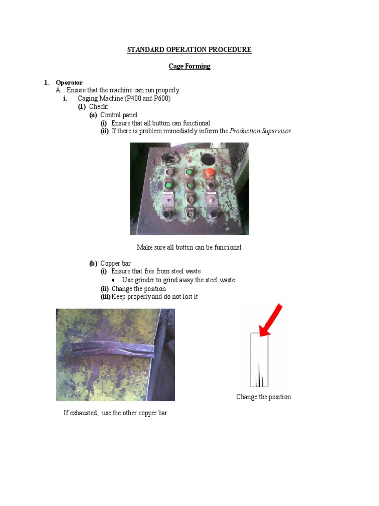 Cage Forming SOP for Operators | PDF | Wire | Welding