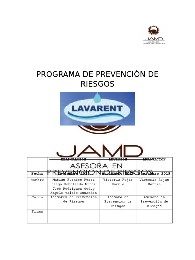 Prevención de Riesgos en Lavarent | PDF | La seguridad | Seguridad y ...