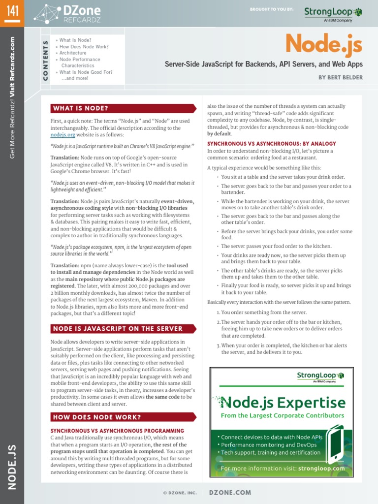 Node JS Reference Card | PDF | Java Script | Hypertext Transfer Protocol Node JS Reference Card | PDF | Java Script | Hypertext Transfer Protocol