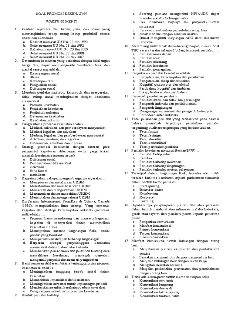 Soal Uas Promosi Kesehatan | PDF | Pengembangan Diri