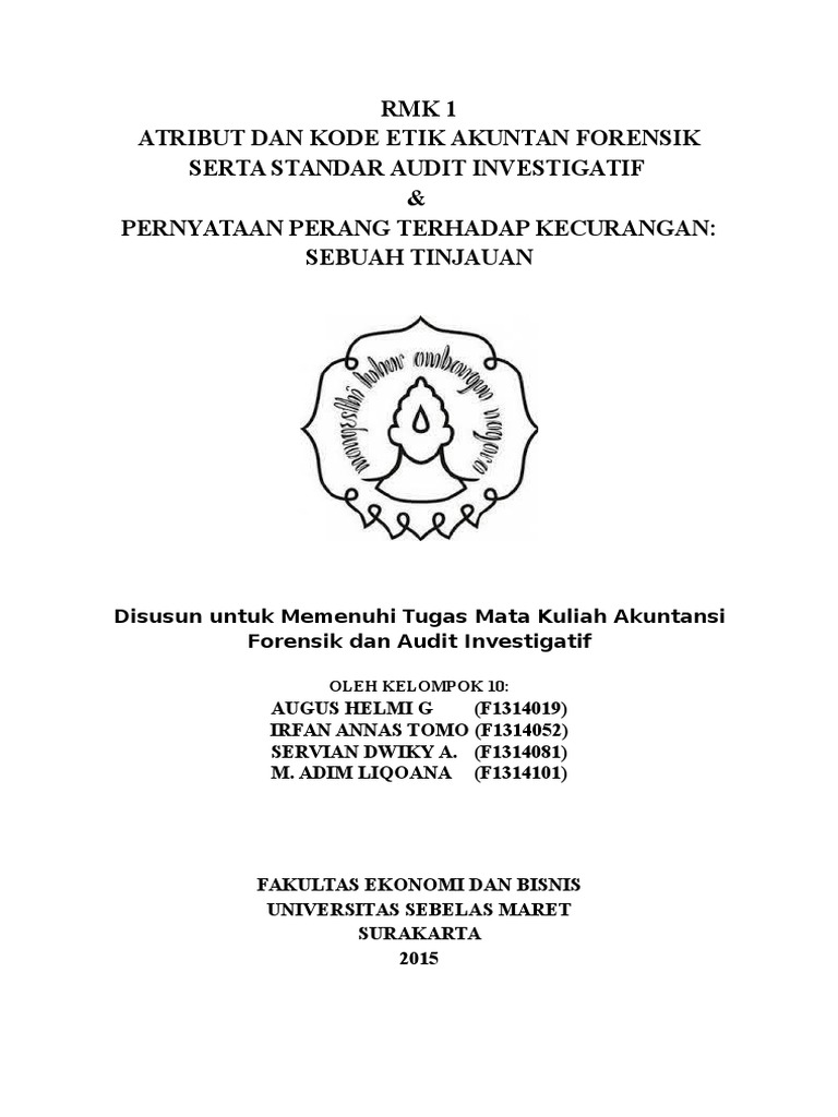 RMK Atribut Dan Kode Etik Akuntan Forensik Serta Standar Audit Investigatif Kirim Kelas | PDF ...