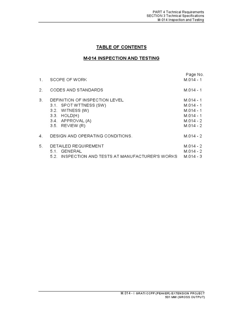 Inspection and Testing Specifications | PDF | Nondestructive Testing ...