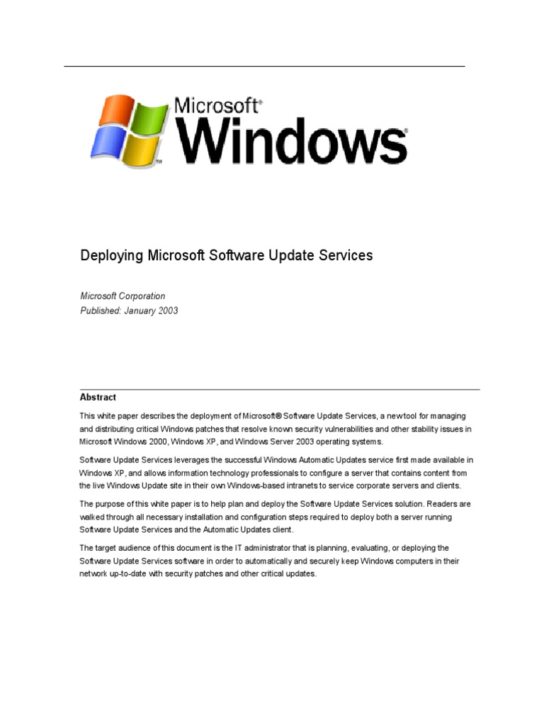 Deploying Microsoft Software Update Services 01 | PDF | Windows 2000 ...