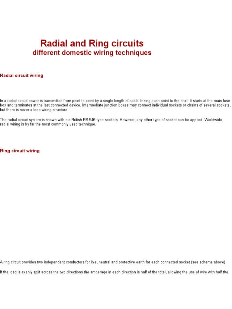 Ring - Radial Wiring | PDF | Ac Power Plugs And Sockets | Electrical Wiring