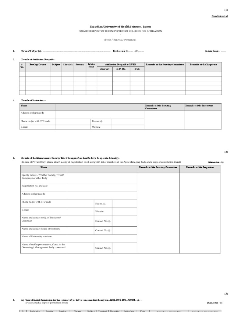 RUHS Form for Affiliation Inspection Report | PDF | Hospital | Libraries
