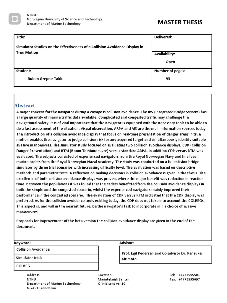 ARPA Radar Thesis 1 PDF | PDF | Situation Awareness | Simulation