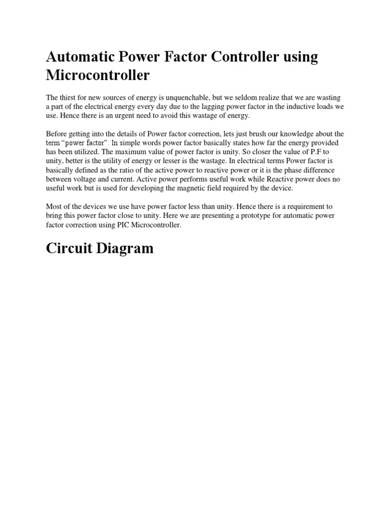 Automatic Power Factor Controller Using Microcontroller | PDF | Ac Power | Relay