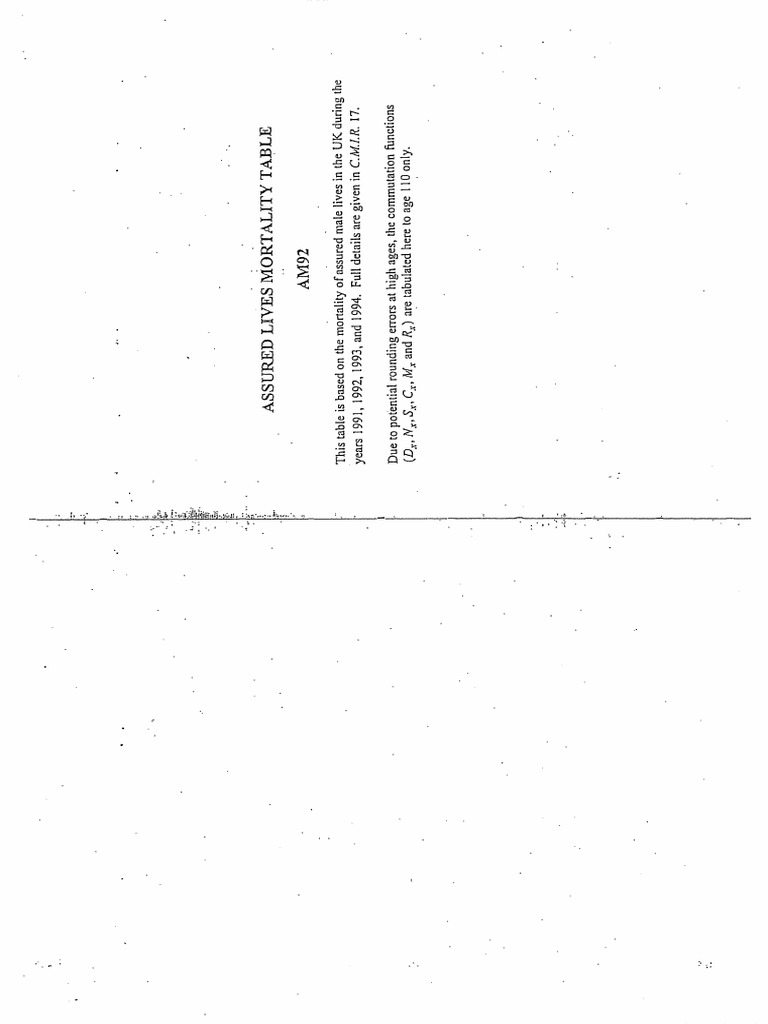 AM92 Assured Lives Mortality Table | PDF