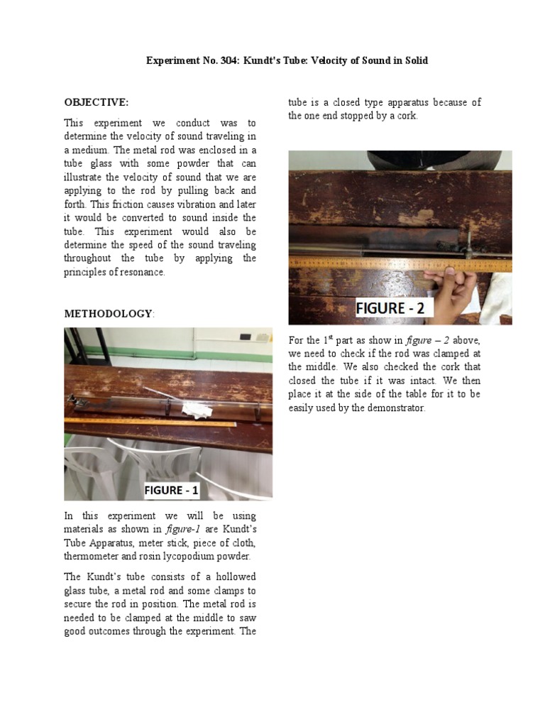 Experiment 304:kundt's Tube: Velocity of Sound in Solid | PDF | Doppler ...