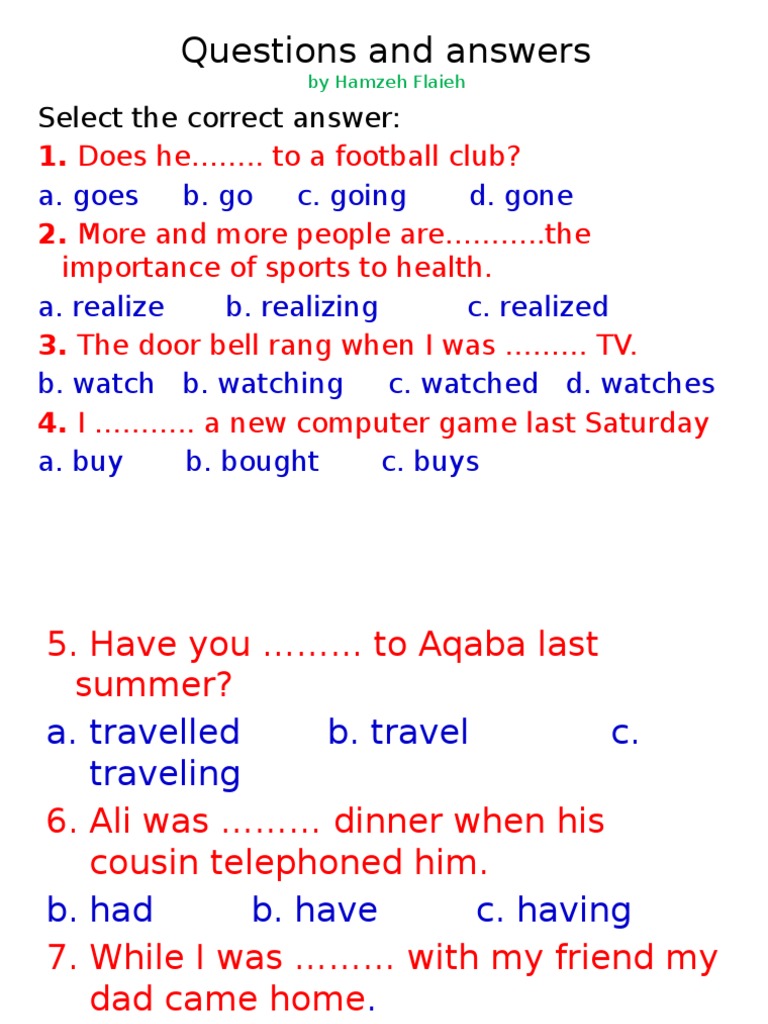 English Grammar Multiple Choice Quiz | PDF