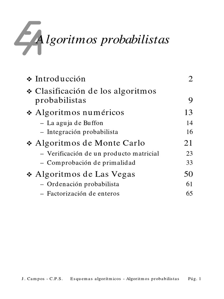 Algoritmos Probabilistas | PDF | Número primo | Algoritmos