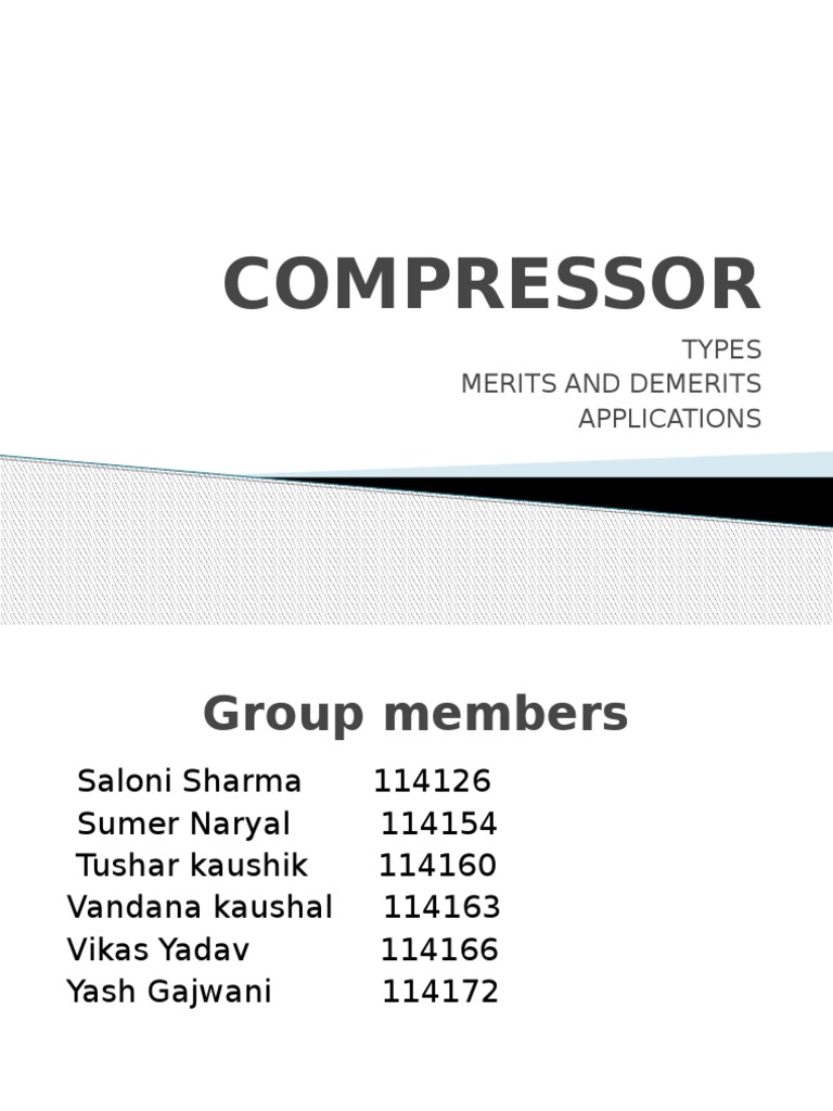 Types of Compressors | PDF | Gas Compressor | Rotating Machines