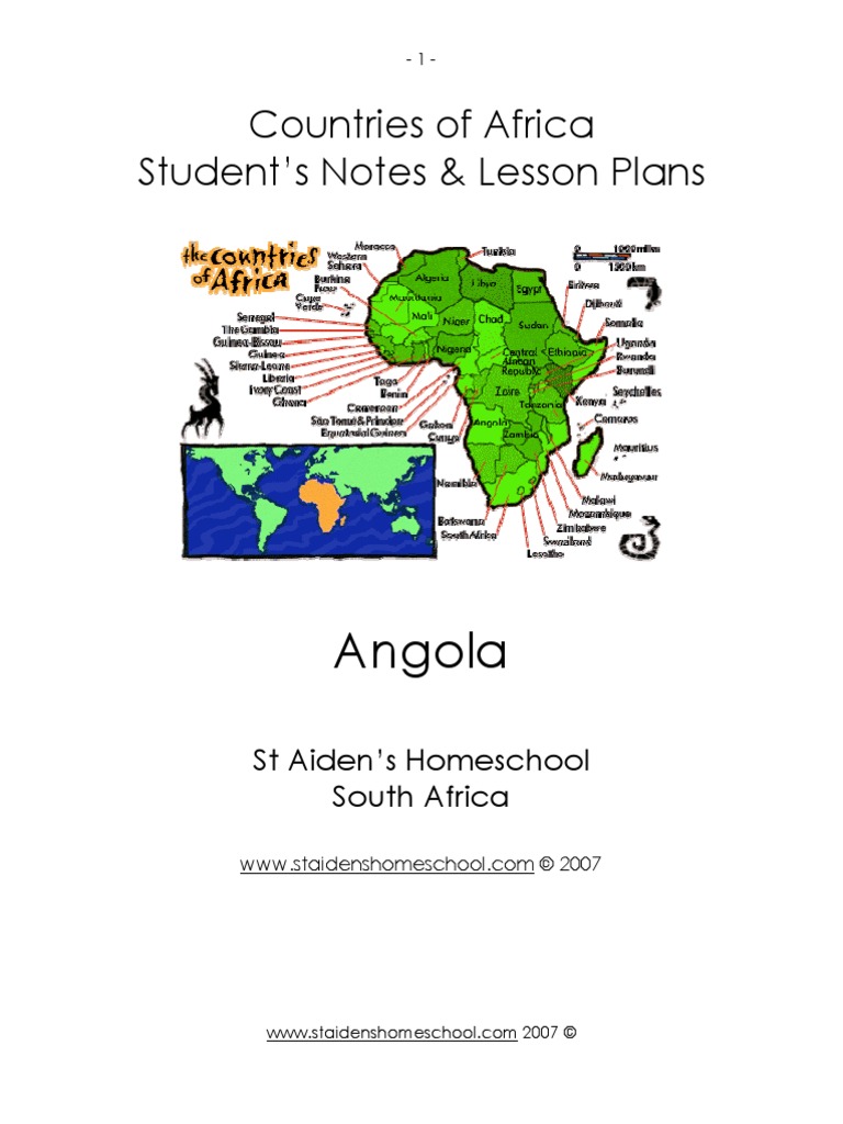 Angola: Countries of Africa Student's Notes & Lesson Plans | PDF | Angola