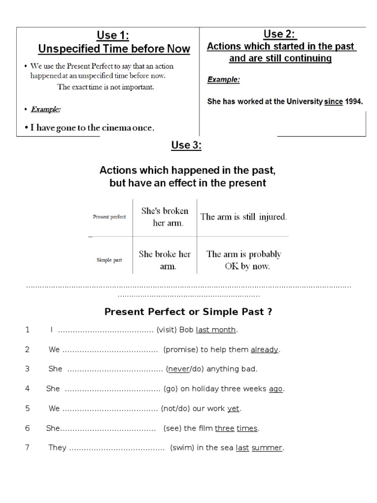 Present Perfect vs. Simple Past Quiz | PDF | Language Arts & Discipline ...