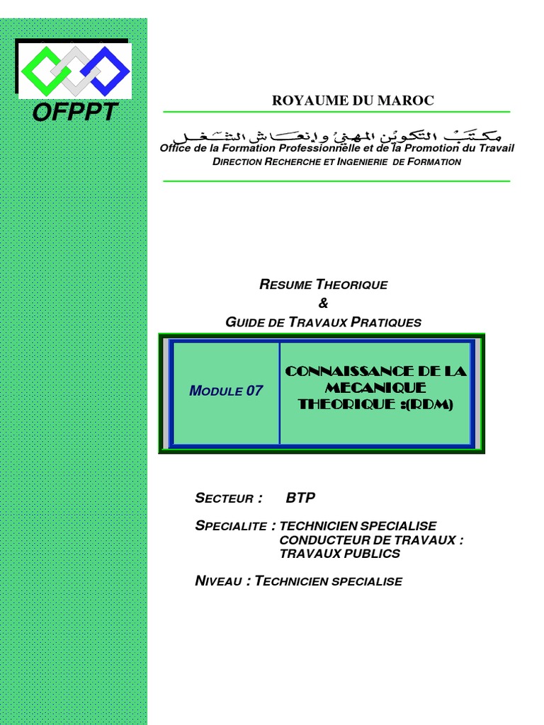 M07-Connaissance de La Mecanique Theorique RDM BTP-TSCT | PDF ...