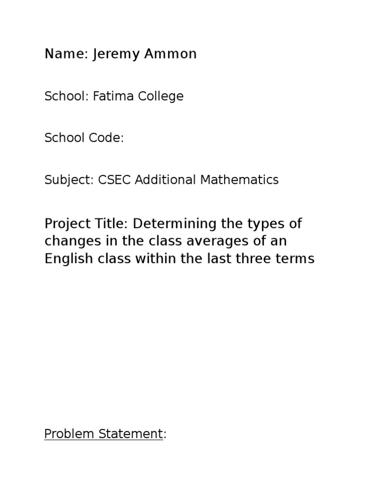 Additional Mathematics SBA | PDF | Median | Mode (Statistics)