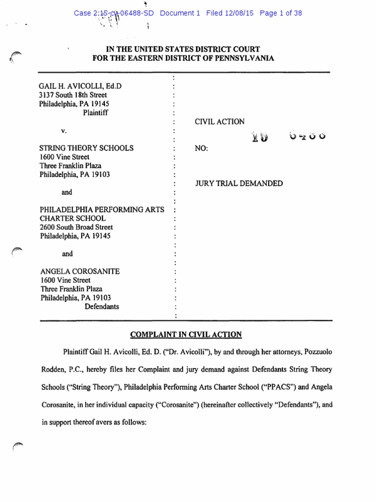 Avicolli vs. String Theory School | PDF | Damages | Civil Rights Act Of ...