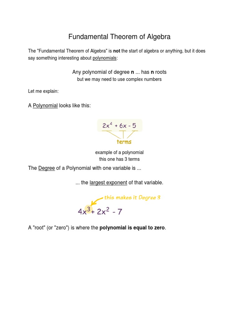 6 Fundamental Theorem of Algebra | PDF | Polynomial | Quadratic Equation
