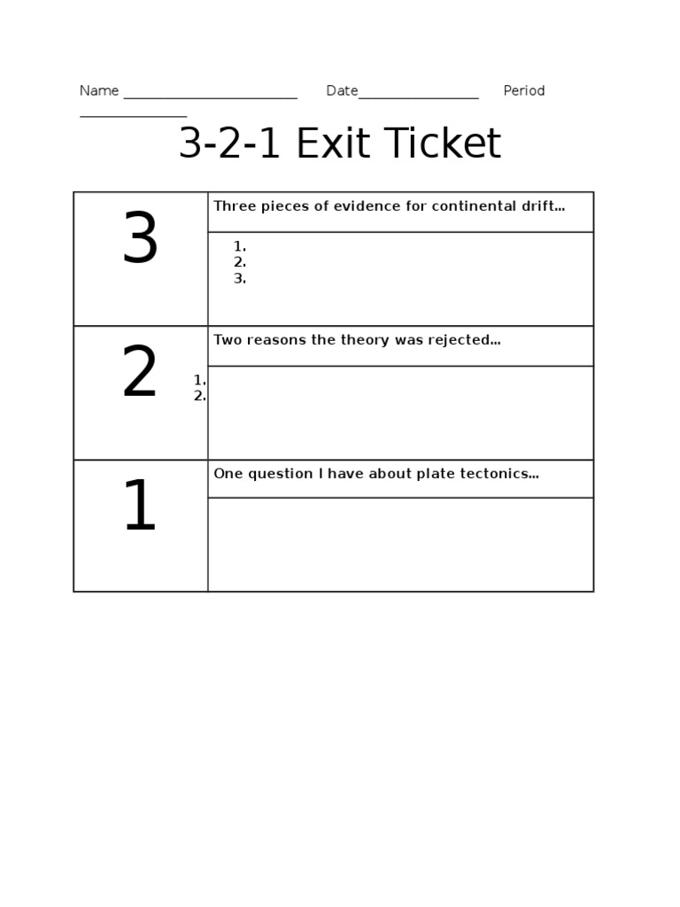 321 Exit Ticket Continental Drift | PDF