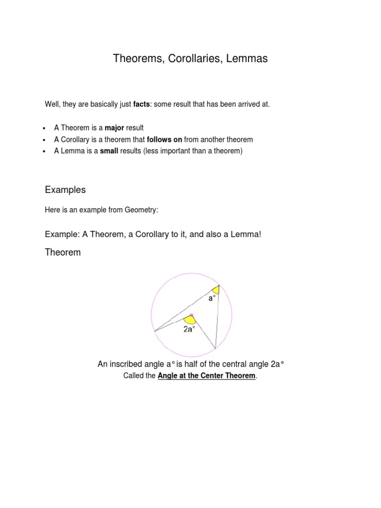 12 Theorems Corollaries and Lemmas | PDF