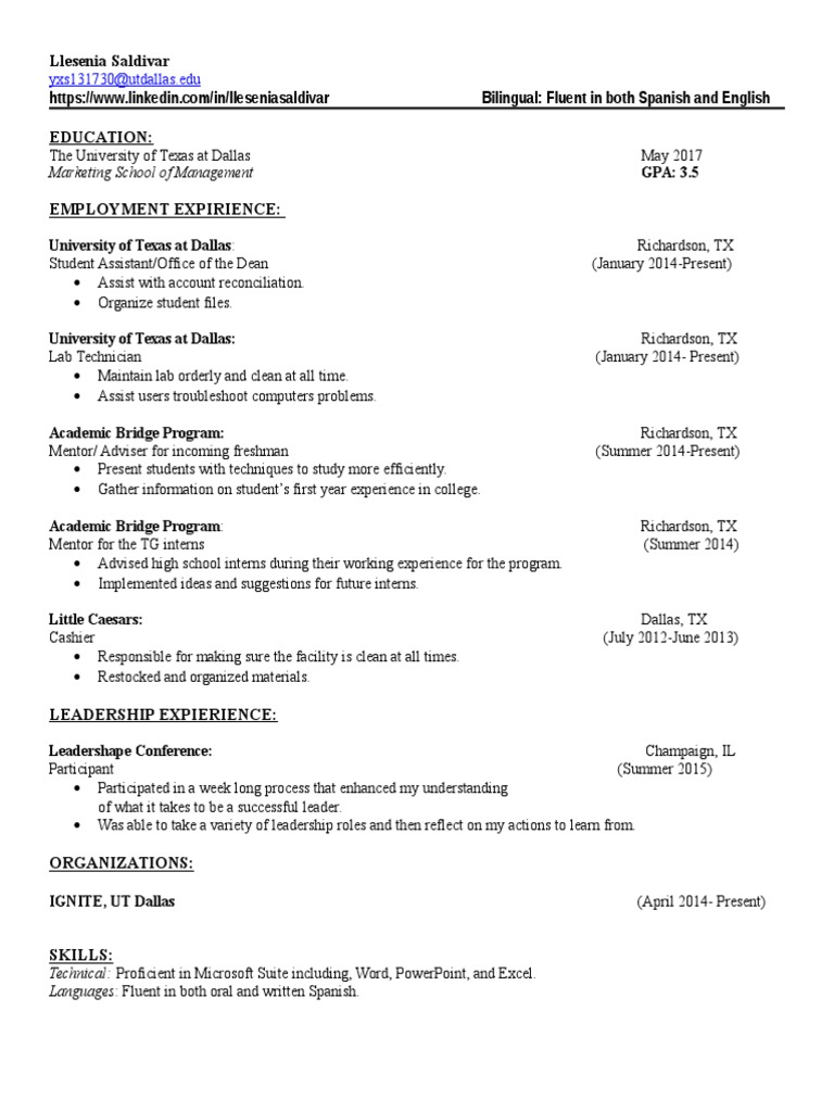 Bilingual Marketing Graduate Resume | PDF