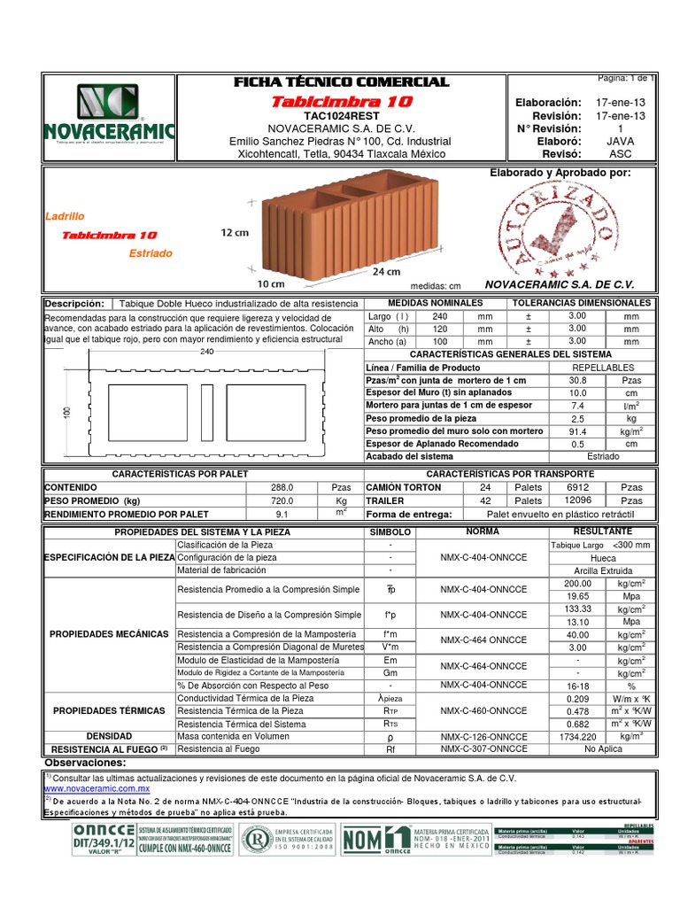 Tabicimbra 10 | PDF | Ingeniería de Edificación | Materiales