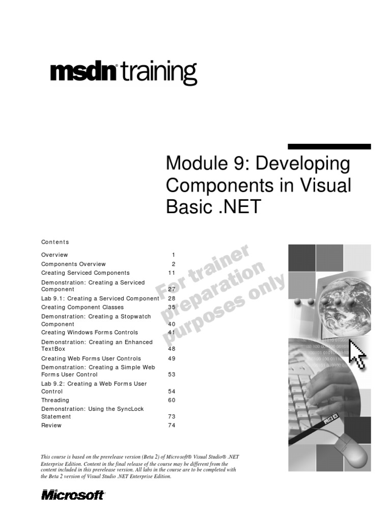 Visual Basic NET - Module 9 Developing Components in Visual | PDF