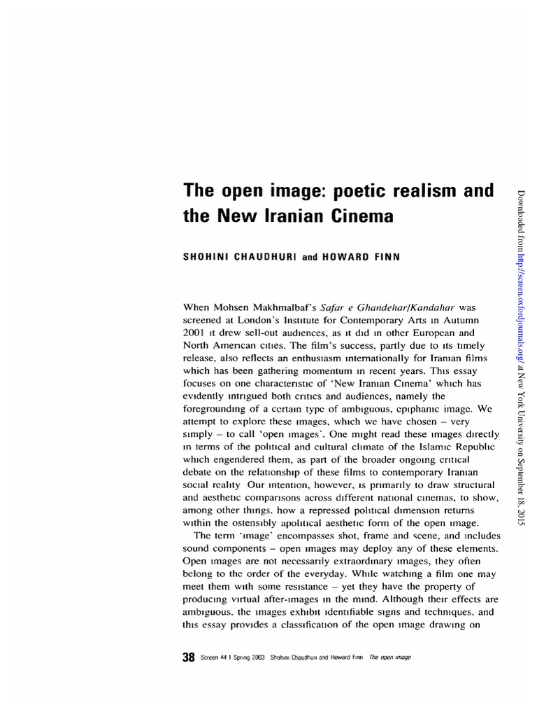 The Open Image: Poetic Realism and The New Iranian Cinema | PDF ...