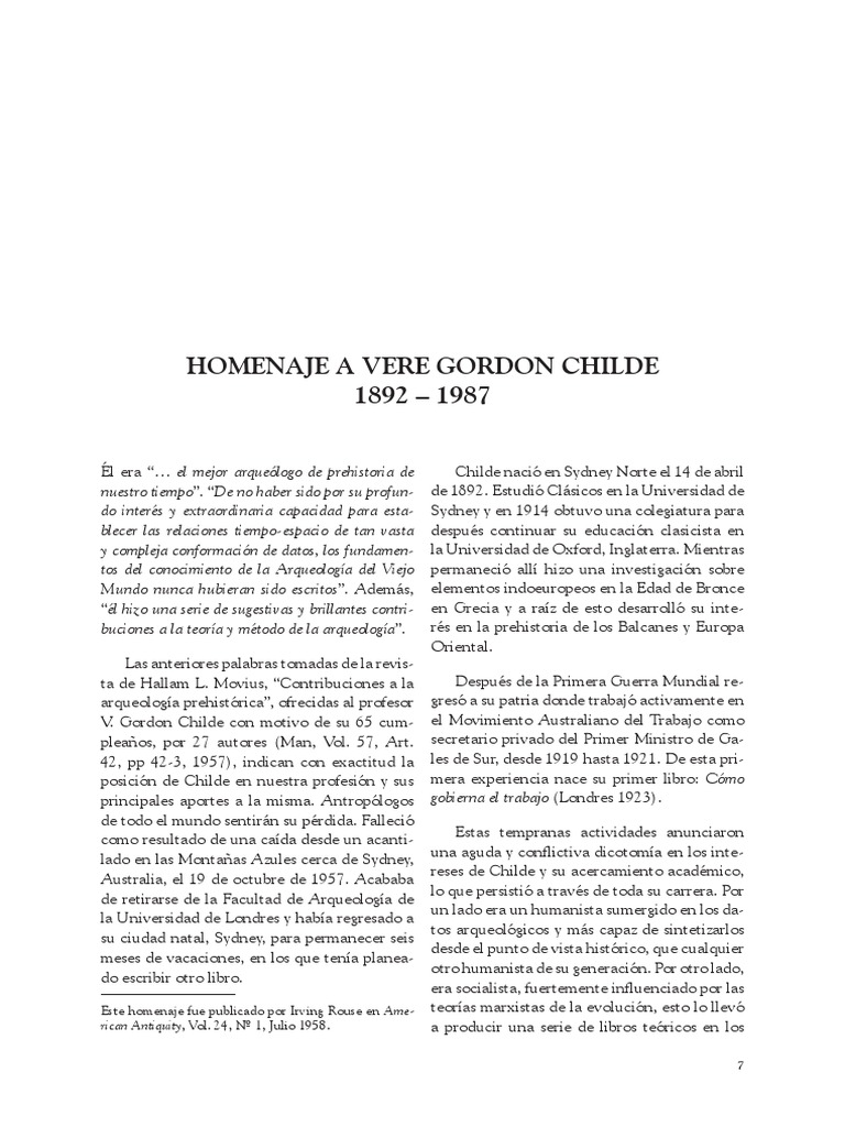 Homenaje A Vere Gordon Childe | PDF | Evolución | Arqueología