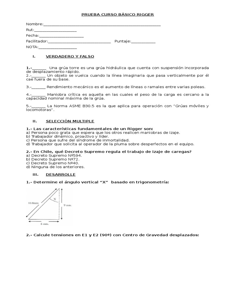 Prueba Curso Rigger | PDF | Tecnología