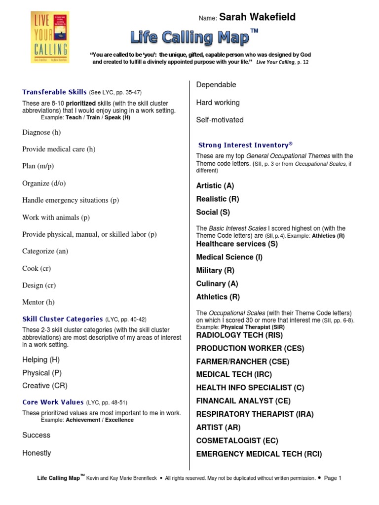 Life Calling Map Fillable Form | PDF | Spiritual Gift | Psychology