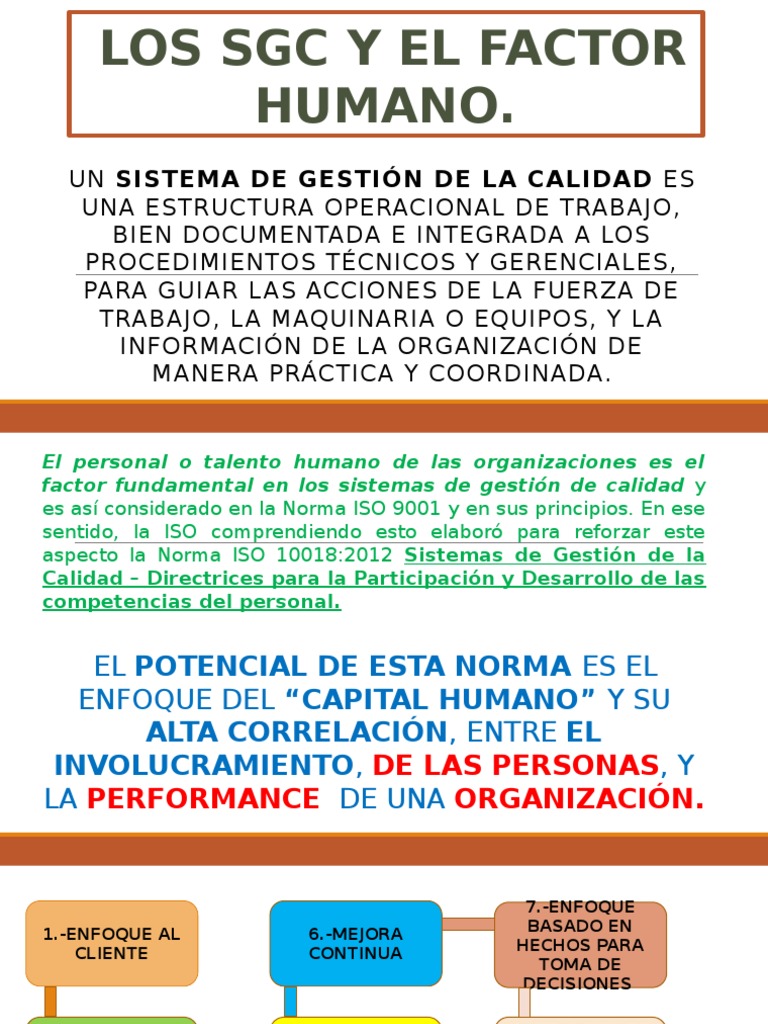 Importancia de factor humano en SGC | Gestión de la calidad | Liderazgo