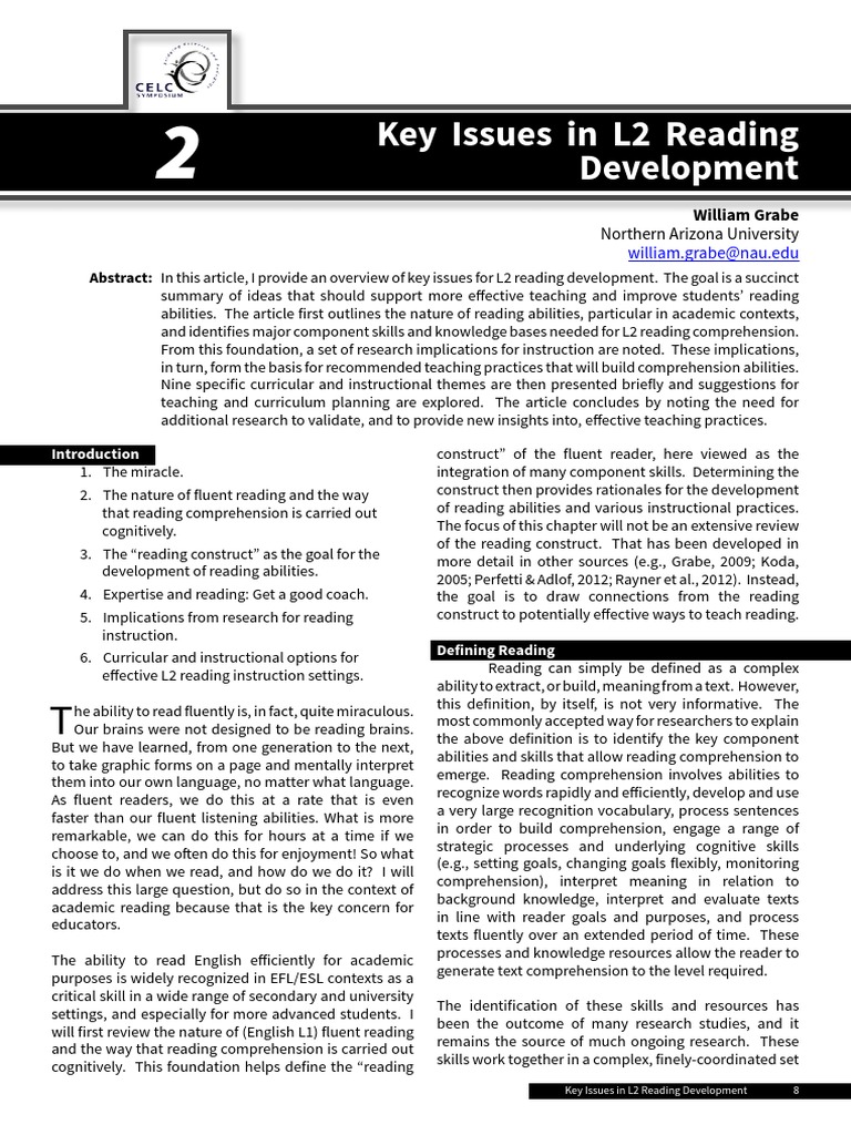 William Grabe Reading | PDF | Reading Comprehension | Second Language