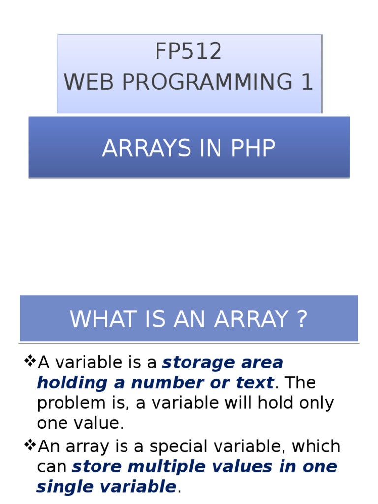 PHP Arrays: Types and Examples | PDF