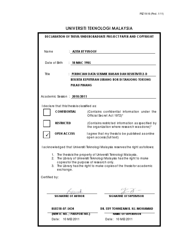 Contoh Thesis Geofizik Ukm PDF | PDF