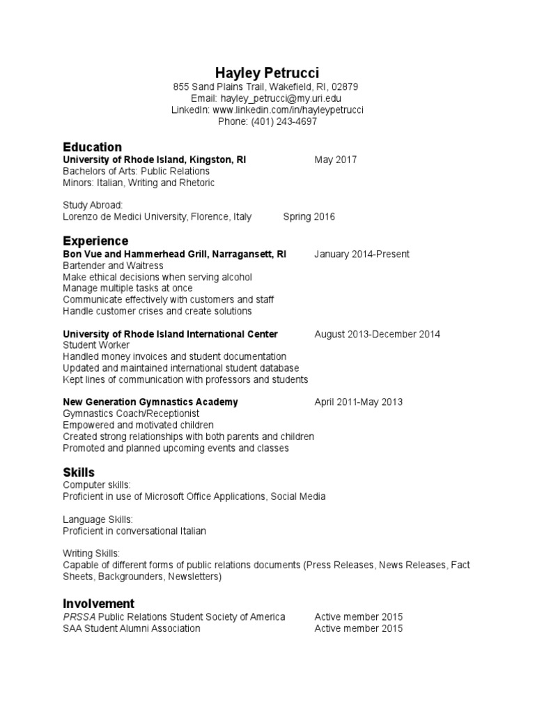 Hayley Petrucci Resume | PDF