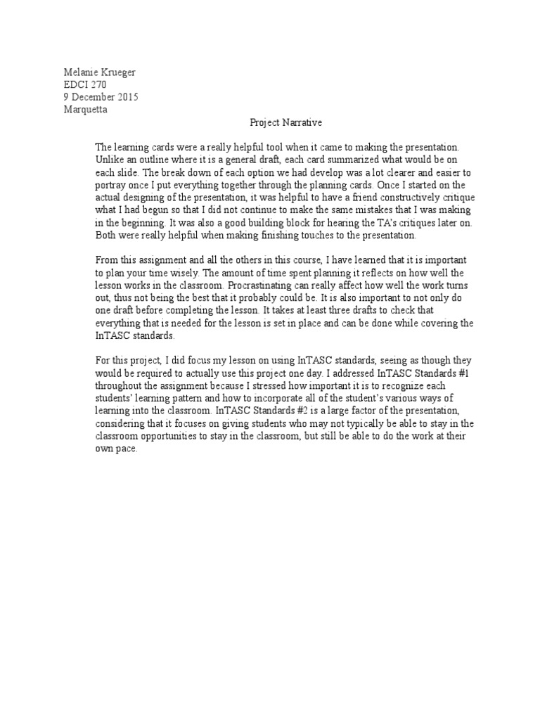 Project Narrative | PDF