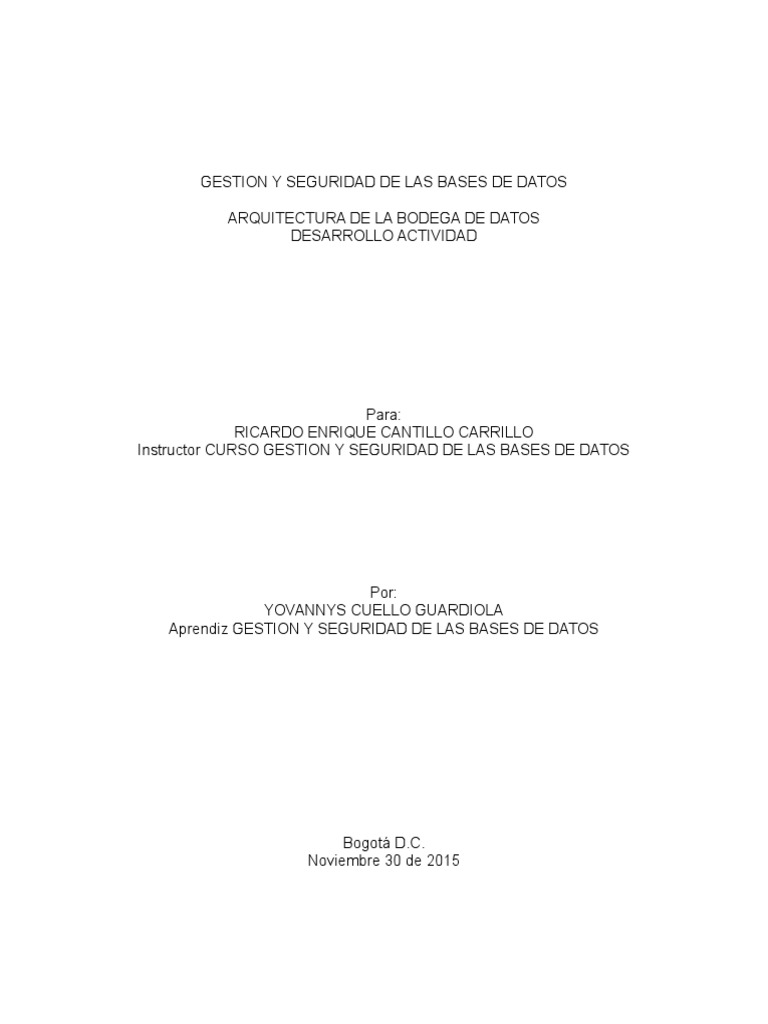 Diseño de Una Bodega de Datos | PDF | Almacén de datos | Software de ...