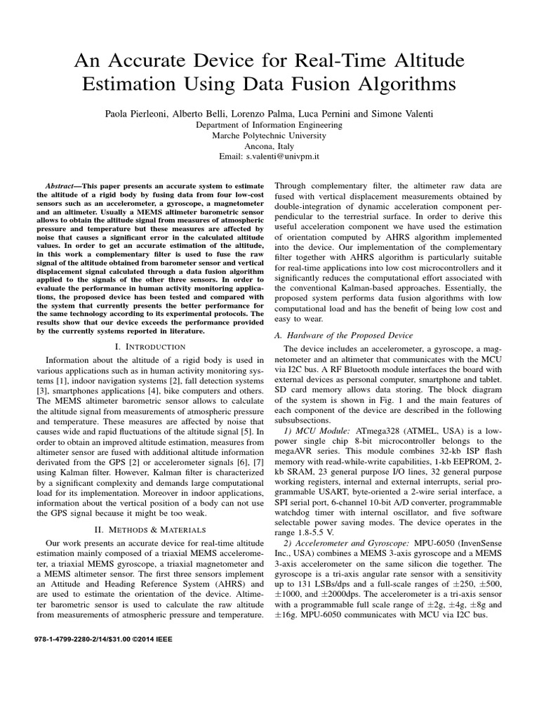 Accurate Real Time Altitude Estimation PDF | PDF | Rotation | Altimeter