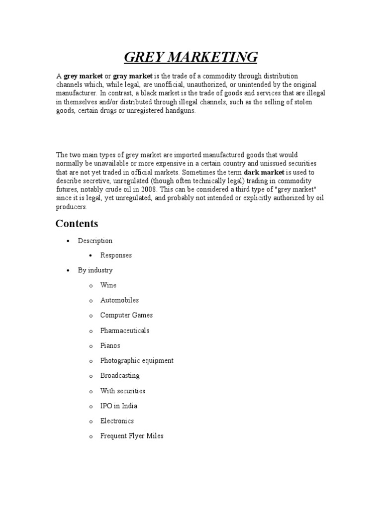 Understanding Grey Marketing Dynamics | PDF | Market (Economics) | Business