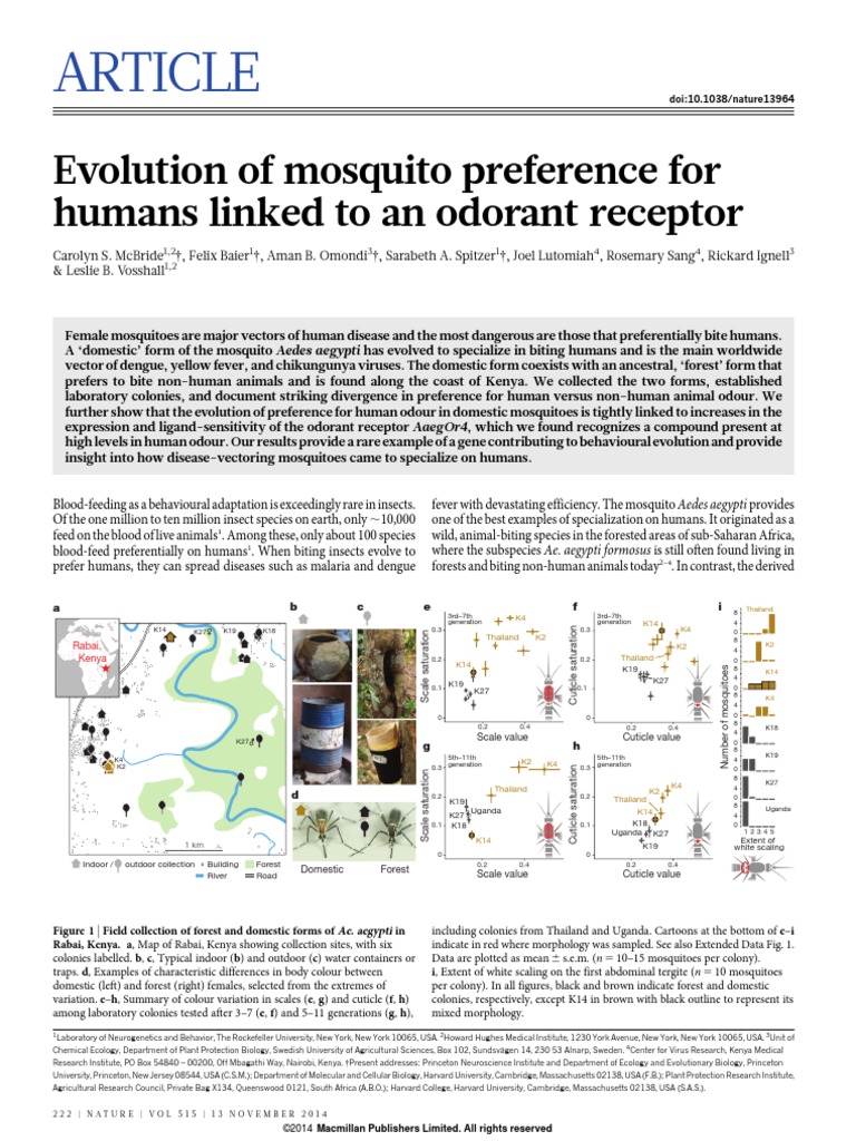 Mcbride Vos Shall Nature 2014 | PDF | Aedes Aegypti | Odor