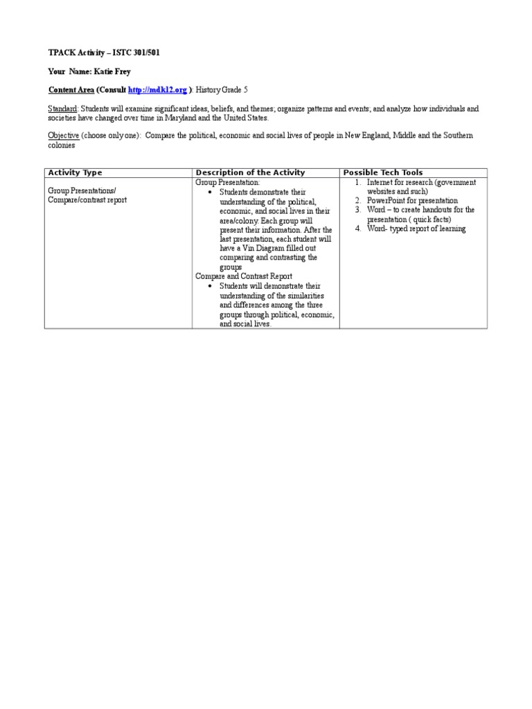 Grade 5 Colonial America Comparison | PDF