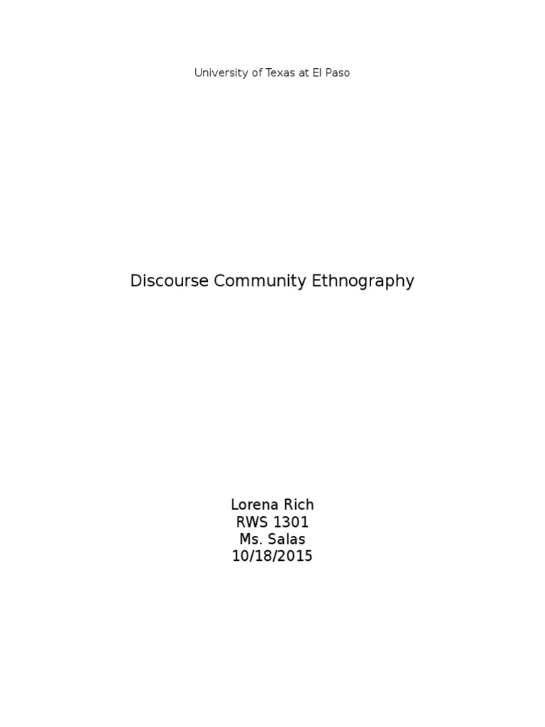 Discourse Community Ethnography | PDF | Linguistics | Psychological ...