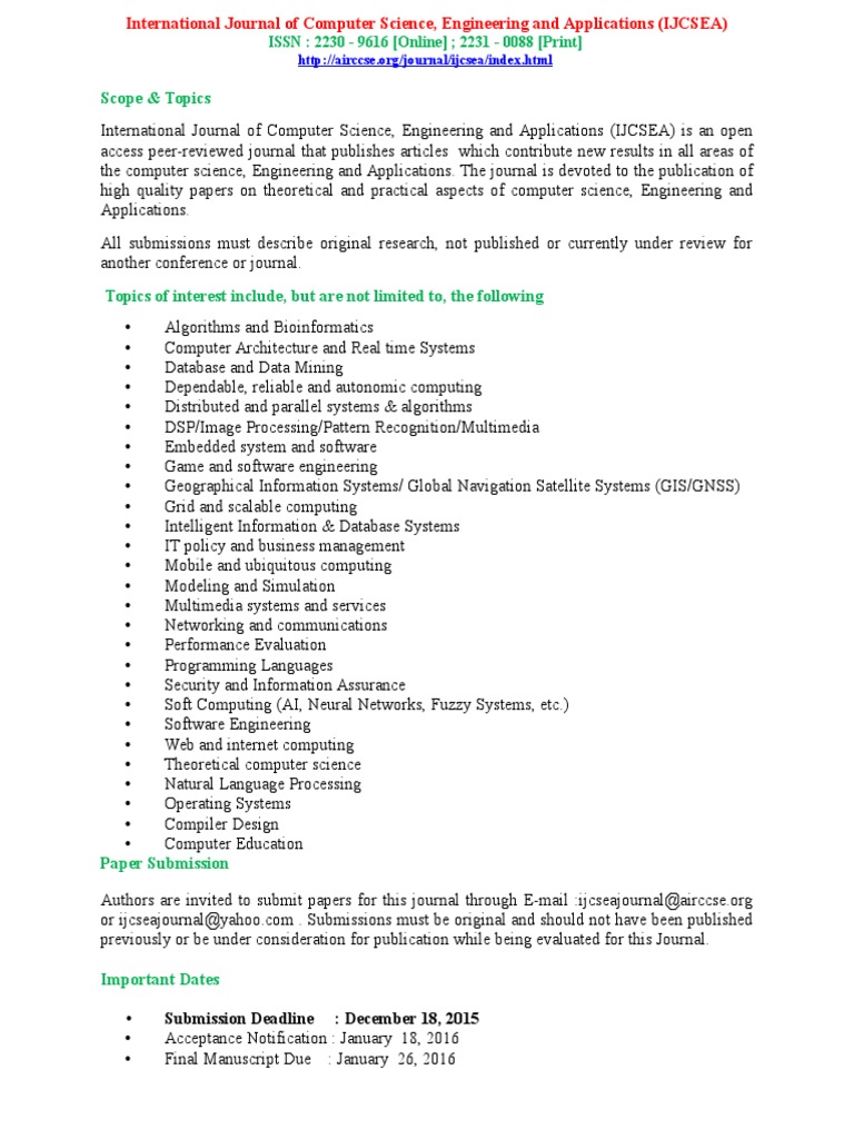 Scope & Topics: ISSN: 2230 - 9616 (Online) 2231 - 0088 (Print) | PDF ...