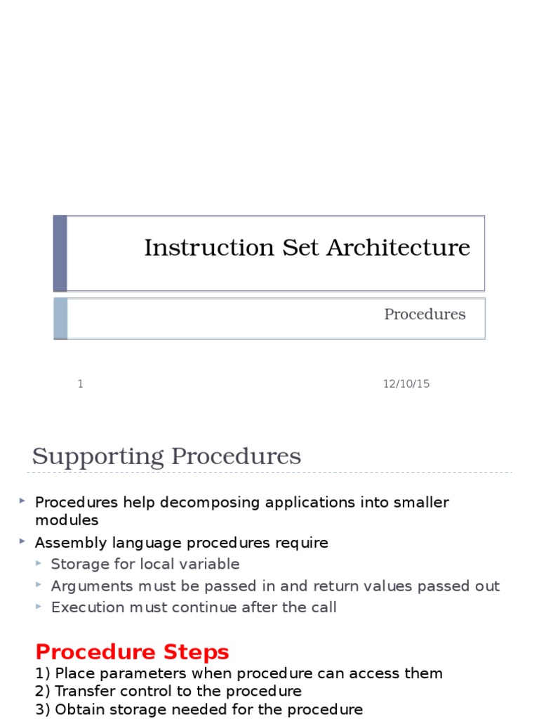 COAL FALL 15 Lecture 11 and 12 Procedure Call | PDF | Subroutine | Mips Instruction Set