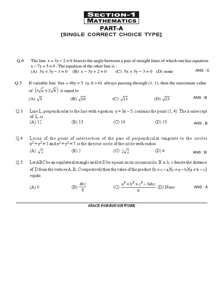 Test Paper For Iit Jee | PDF | Circle | Triangle