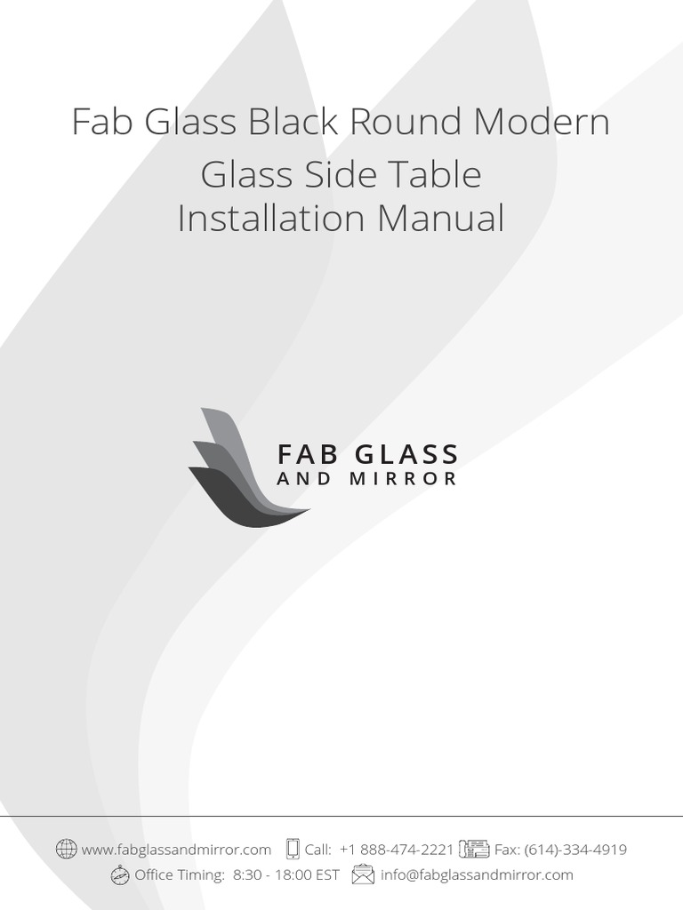 Fab Glass Black Round Modern Glass Side Table Installation Manual | PDF