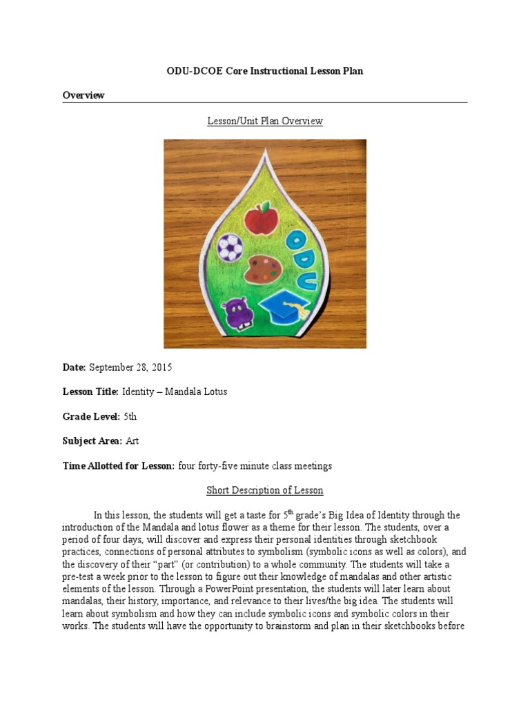 5th Grade Lesson Plan - Mandalas | PDF | Brainstorming | Mandala