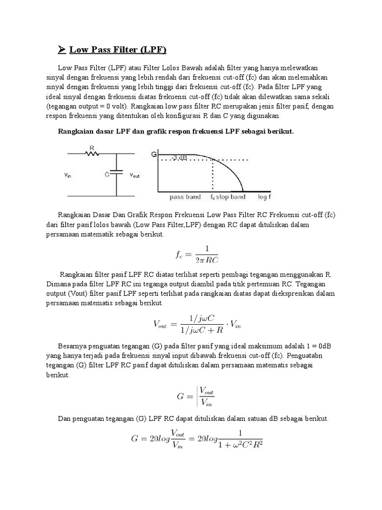 Tugas 1 (LPF, HPF, BPF, BRF) | PDF | Komputer